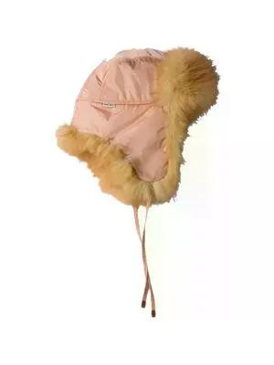 Miu Miu Technical Fabric And Faux Fur Trapper Hat - Pink