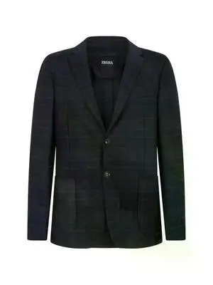 Zegna Check-pattern Blazer - Blue