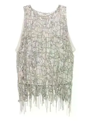 Brunello Cucinelli Monili-chain Detailed Top - Silver
