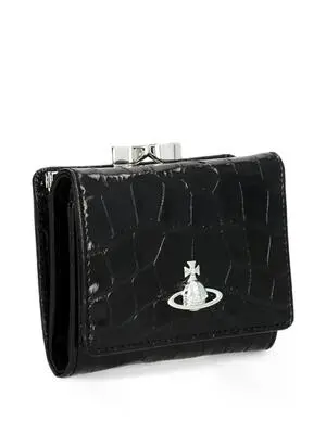 VIVIENNE WESTWOOD Small Orb Bas Relief Crocodile-effect Leather Wallet