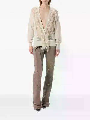 Blumarine Lace-trimmed Flounced Cardigan