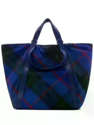 Burberry Festival Checked Tote Bag - Blue
