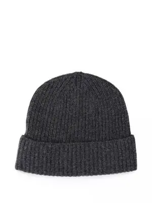 Eric Bompard Ribbed-knit Beanie Hat - Grey