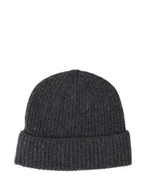 Eric Bompard Ribbed-knit Beanie Hat - Grey