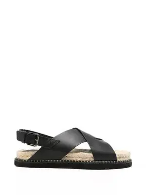 CastaÑer Crossover-strap Leather Sandals - Black
