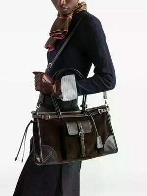Prada Bonnie Large Corduroy And Leather Handbag