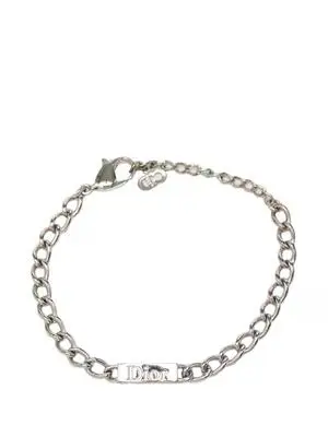Dior 20th Century Brass Logo Chain Link Bracelet Costume Bracelet - Silver