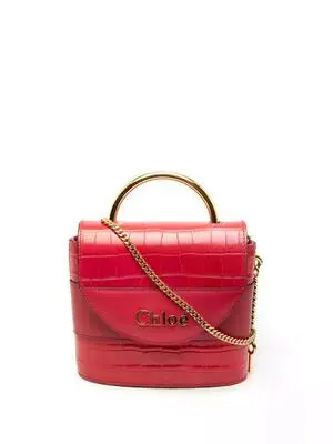 Chloé 2020 Croc Embossed Leather Aby Lock Satchel - Red
