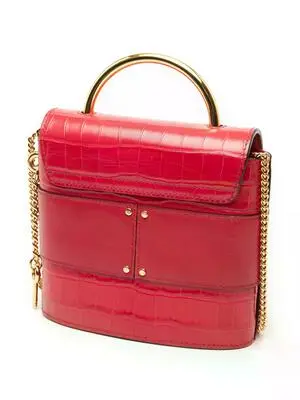 Chloé 2020 Croc Embossed Leather Aby Lock Satchel
