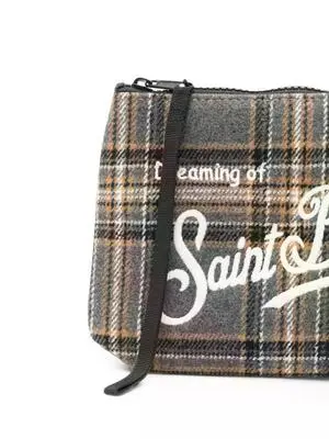 MC2 SAINT BARTH Aline Tartan Embroidered-logo Clutch Bag
