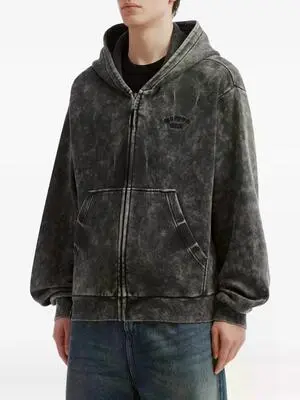 Izzue Acid-wash Logo-embroidered Hoodie