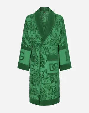 Dolce & Gabbana Bathrobe In Terry Cotton Jacquard Monochrome Bathrobes - Multicolor
