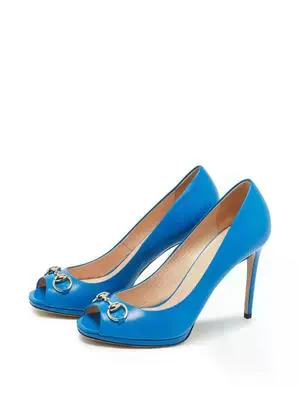 Gucci Horsebit Peep-toe Pumps - Blue