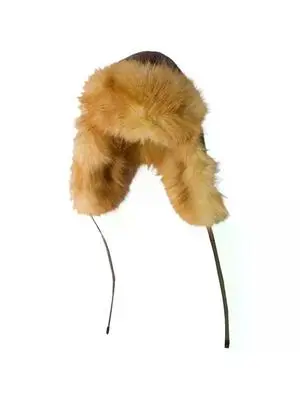 Miu Miu Technical Fabric And Faux Fur Trapper Hat - Brown