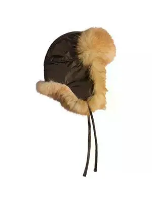 Miu Miu Technical Fabric And Faux Fur Trapper Hat