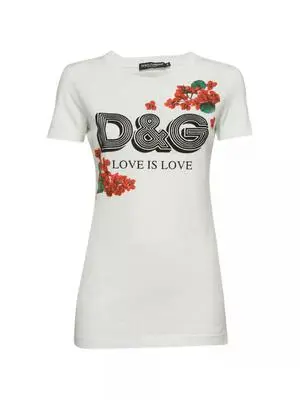 Dolce & Gabbana Floral-print Logo-print T-shirt - White