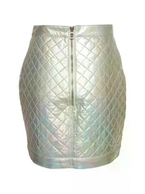 Balmain Iridescent Quilted Mini Skirt - Silver