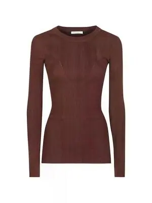 Patrizia Pepe Ribbed-knit Long-sleeve Sweater - Brown