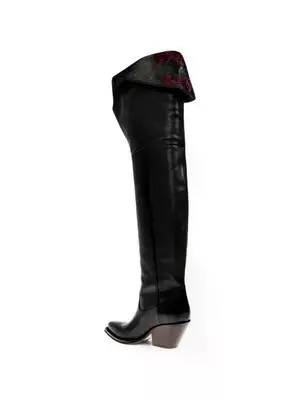 Chloé Azelan Floral-embroidered Leather Boots