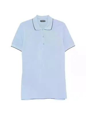 TOM FORD Piqué Cotton Polo Shirt - Blue