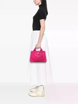 Prada 2013-2026 Small Canvas Canapa Logo Tote Satchel - Pink
