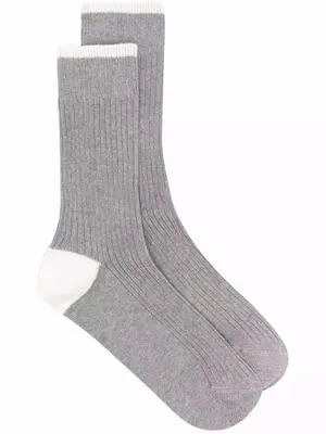 Brunello Cucinelli Ribbed Cotton Socks - Grey