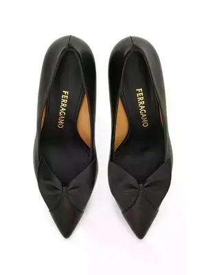FERRAGAMO Point-toe Bow-detail Heeled Pumps