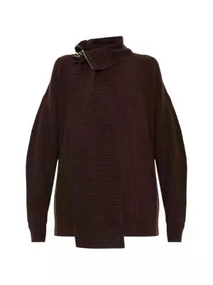 Sportmax Zip-neck Ribbed-knit Sweater