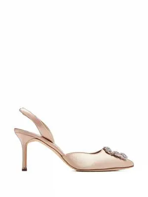 Manolo Blahnik Hangisi Crystal-buckle Pumps - Neutrals