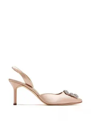 Manolo Blahnik Hangisi Crystal-buckle Pumps - Neutrals