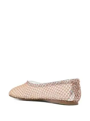 FORTE_FORTE Strass-embellished Mesh Ballet Flats - Neutrals