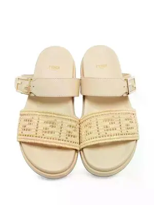 Fendi Ff Buckle Sandals - Neutrals