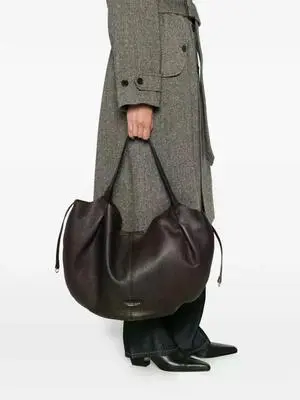 THE BRIDGE Grained-leather Shoulder Bag - Brown