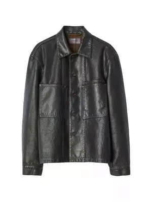 LEMAIRE Workwear Overshirt In Coated Denim - Brown
