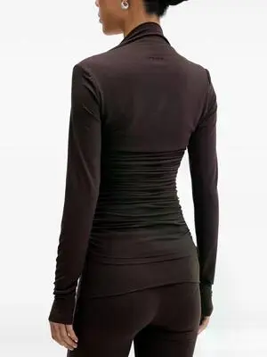 LA MANIA Sorrel Ruched Cut-out Top - Brown