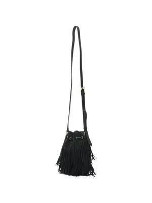 Mulberry Fringed Drawstring Bucket Bag