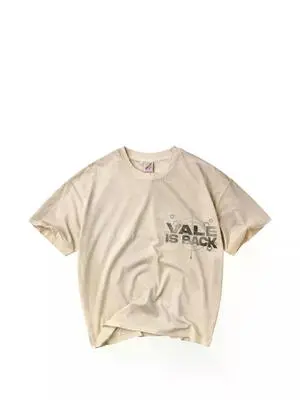 VALE FOREVER Is Back Distressed Logo-print T-shirt - Neutrals