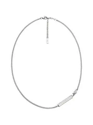Emporio Armani Logo-plaque Curb-chain Necklace - Silver