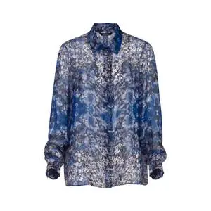 HELENE GALWAS Lisa Flower-printed Silk Blouse - Blue