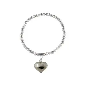 VON TRESKOW Puffy Heart Stretchy Bracelet - Silver