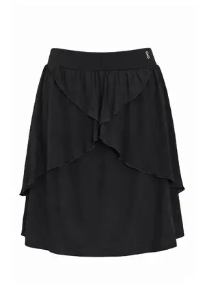 CONQUISTA Layered Skirt With Ruffle Detail – Elegant Contemporary Style - Black