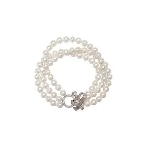Saachi Triple Strand Pearl Bow Bracelet