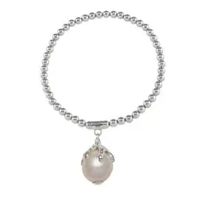 VON TRESKOW Stretchy Bracelet With Overflow Baroque Pearl - Silver