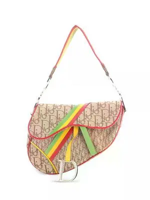 Dior Vintage Rasta Saddle Bag Diorissimo Canvas Medium Shoulder Bag - Brown