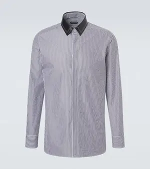 TOM FORD Striped Cotton Poplin Shirt - Black