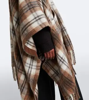 Moncler Shearling-trimmed Mohair, Alpaca And Wool-blend Poncho