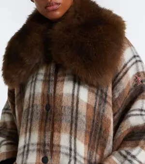 Moncler Shearling-trimmed Mohair, Alpaca And Wool-blend Poncho