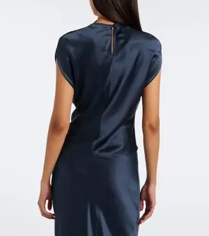 THE SEI Draped Silk Charmeuse Top