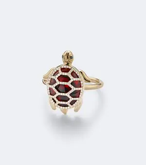 Yvonne Léon Tortue 9kt Ring With Diamonds And Resin