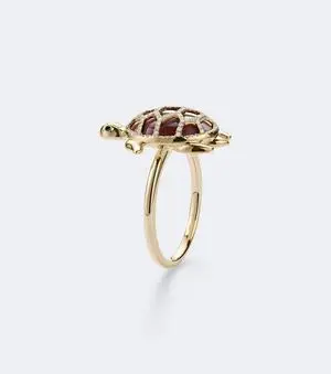 Yvonne Léon Tortue 9kt Ring With Diamonds And Resin